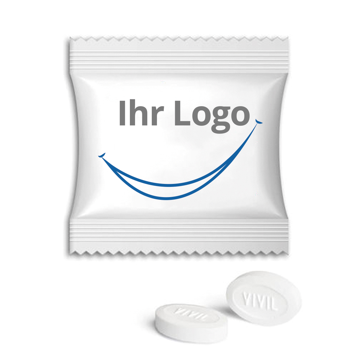 Vivil Minzpastillen im Flow-Pack zweifarbig bedrucktzuckerfrei